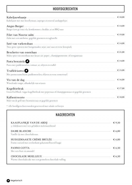 Voorbeeld menukaart? Kies voor het Bistro thema | Online Menukaart